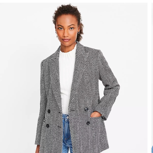 LOFT | Jackets & Coats | Loft Herringbone Oversized Double Breasted ...